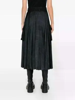 Sacai Windowpane-print Maxi Skirt