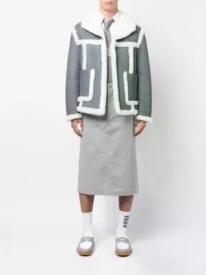 Thom Browne Shearling-trim Flight Jacket - Grey