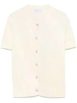 MANUEL RITZ Cotton Short-sleeve Cardigan - Neutrals
