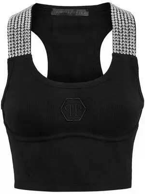 Philipp Plein Crystal-embellished Cropped Top