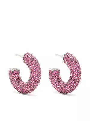 Amina Muaddi Cameron Crystal-embellished Hoop Earrings - Silver