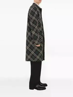 Burberry Check Pattern Mid-length Trench Coat - Brown