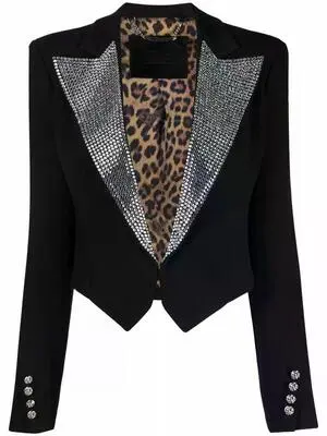 Philipp Plein Crystal-embellished Cropped Blazer