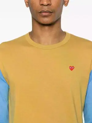 Play Comme Des Garcon Mini Heart-patch T-shirt - Yellow