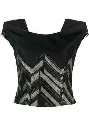 GEMY MAALOUF Chevron-pattern V-back Top