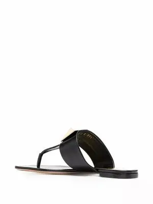 Valentino Garavani One Stud Flat Sandals - Black