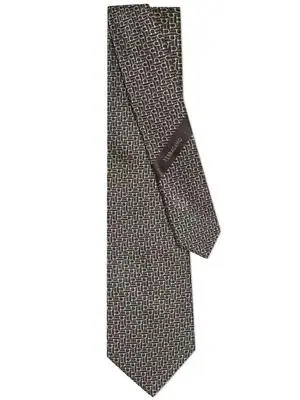FERRAGAMO Diagonal Gancini Jacquard Tie - Grey