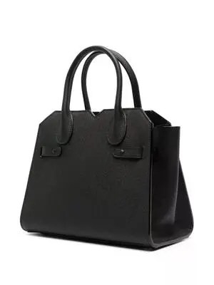 VALEXTRA Mini Milano Leather Tote Bag - Black