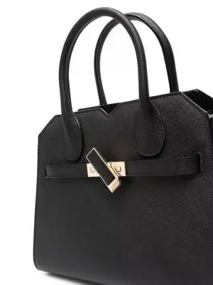 VALEXTRA Mini Milano Leather Tote Bag - Black