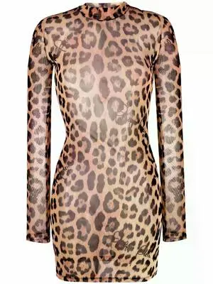 Philipp Plein Leopard-print Mock Neck Dress