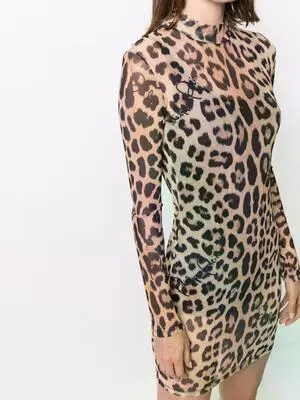 Philipp Plein Leopard-print Mock Neck Dress