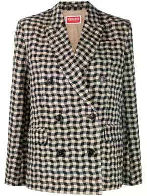 Kenzo Wavy Check Double-breasted Blazer - Neutrals