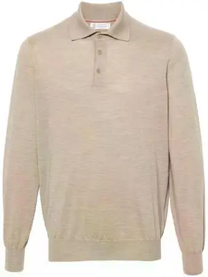 Brunello Cucinelli Fine-knit Polo Shirt - Neutrals