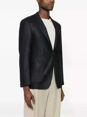Canali Check-pattern Blazer - Blue