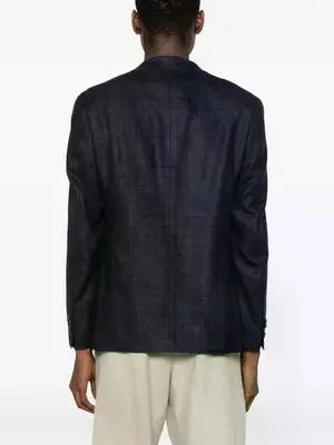 Canali Check-pattern Blazer - Blue