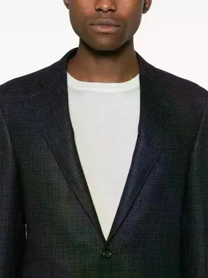 Canali Check-pattern Blazer - Blue