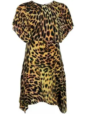 Stella McCartney Leopard-print Silk Flounce Dress