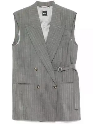 BOSS Pinstripe Virgin Wool Waistcoat