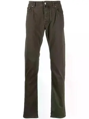 Jacob Cohen Straight-leg Trousers With Logo Patch - Brown