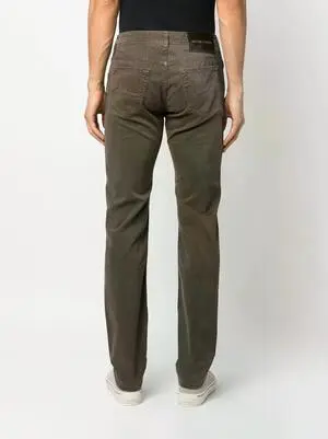 Jacob Cohen Straight-leg Trousers With Logo Patch - Brown