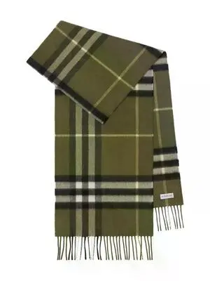 Burberry Checked Cashmere Scarf Green