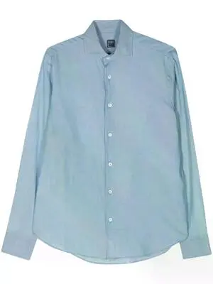Fedeli Classic-collar Cotton Shirt - Blue