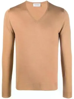 John Smedley V-neck Fine-knit Jumper - Brown