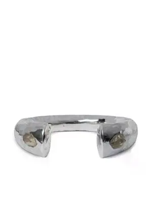 PARTS OF FOUR Sterling Hammered Cuff Bracelet With Quartz