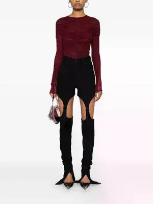 MUGLER Gathered Semi-sheer Bodysuit