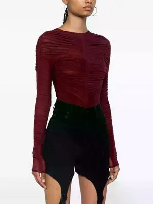 MUGLER Gathered Semi-sheer Bodysuit