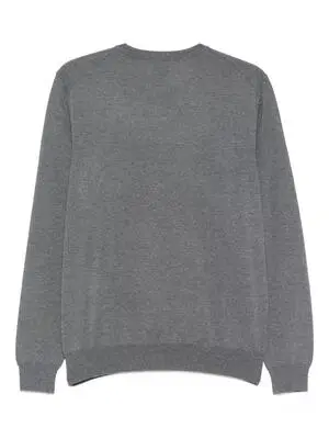 BOSS Virgin Wool Ribbed Knit V-neck Sweater