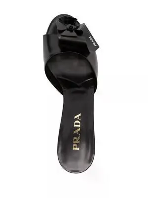 Prada Floral Appliqué Mid Cone Heel Sandals