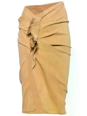 Rick Owens Edfu Front-slit Denim Skirt - Brown