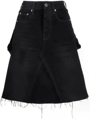 Balenciaga Rip-detail A-line Denim Skirt
