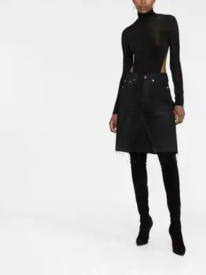 Balenciaga Rip-detail A-line Denim Skirt