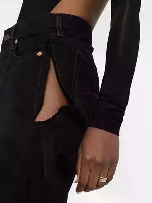 Balenciaga Rip-detail A-line Denim Skirt