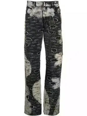 Givenchy Distressed-effect Straight-leg Trousers - Black