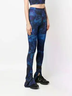 Off-White Logo-print Flared Trousers - Blue