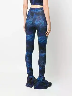 Off-White Logo-print Flared Trousers - Blue