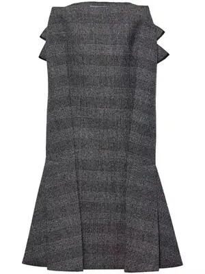 Prada Prince Of Wales Check Wool Twill Skirt