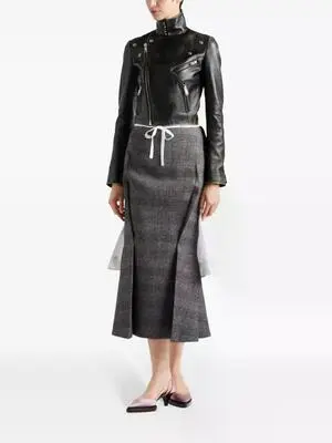 Prada Prince Of Wales Check Wool Twill Skirt