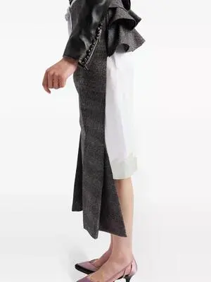 Prada Prince Of Wales Check Wool Twill Skirt