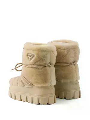 Prada Après Ski Shearling Boots - Neutrals