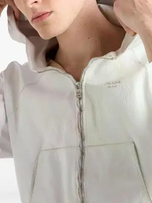 Prada Leather Zip-up Hoodie