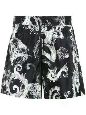Versace Watercolour Couture-print Track Shorts - Black
