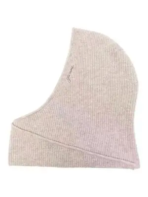 GANNI Logo-embroidered Ribbed Balaclava - Neutrals