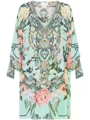 Camilla Petal Promise Land-print Silk Dress