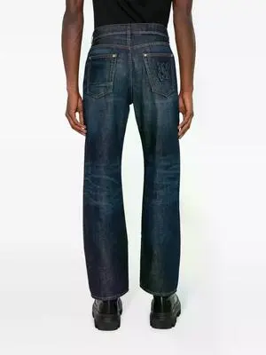 Palm Angels Monogram-embroidered Wide-leg Jeans