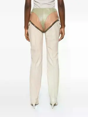 MITILIANE COUTURE Leather-panelled Zipped Trousers - Neutrals