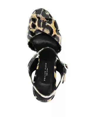 Philipp Plein Patent Platform Leopard Print Sandals